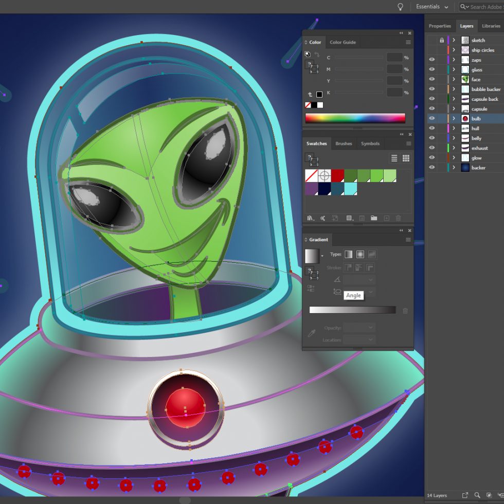 Alien UFO Character Illustration - Rob Knapp Design