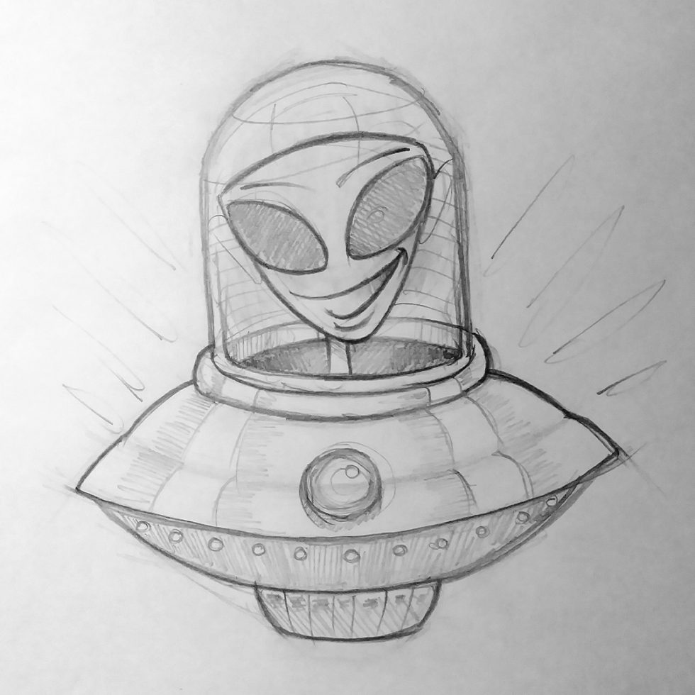 Alien UFO Character Illustration - Rob Knapp Design